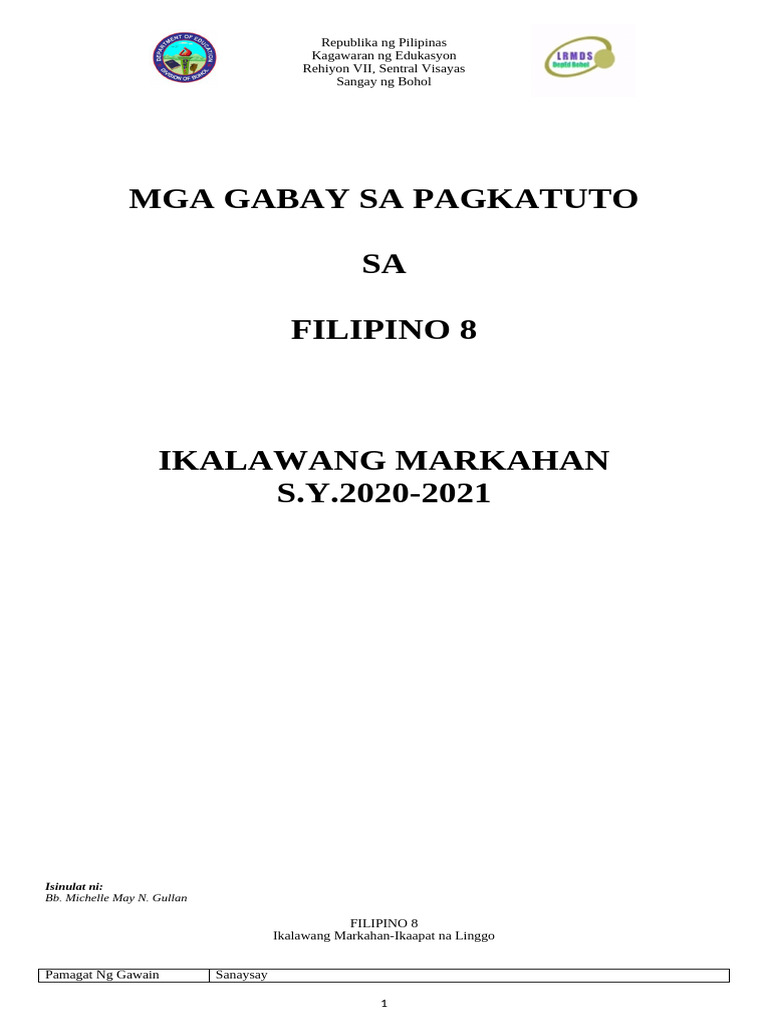 Fil8 Q2 Las WK4 | PDF