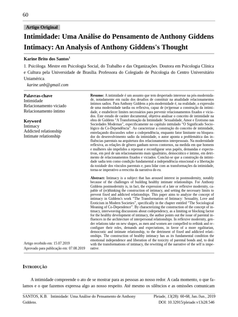 Giddens - Intimidade - Resenha | PDF