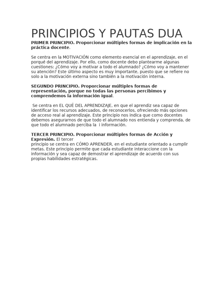 Principios y Pautas Dua | PDF Principios y Pautas Dua | PDF