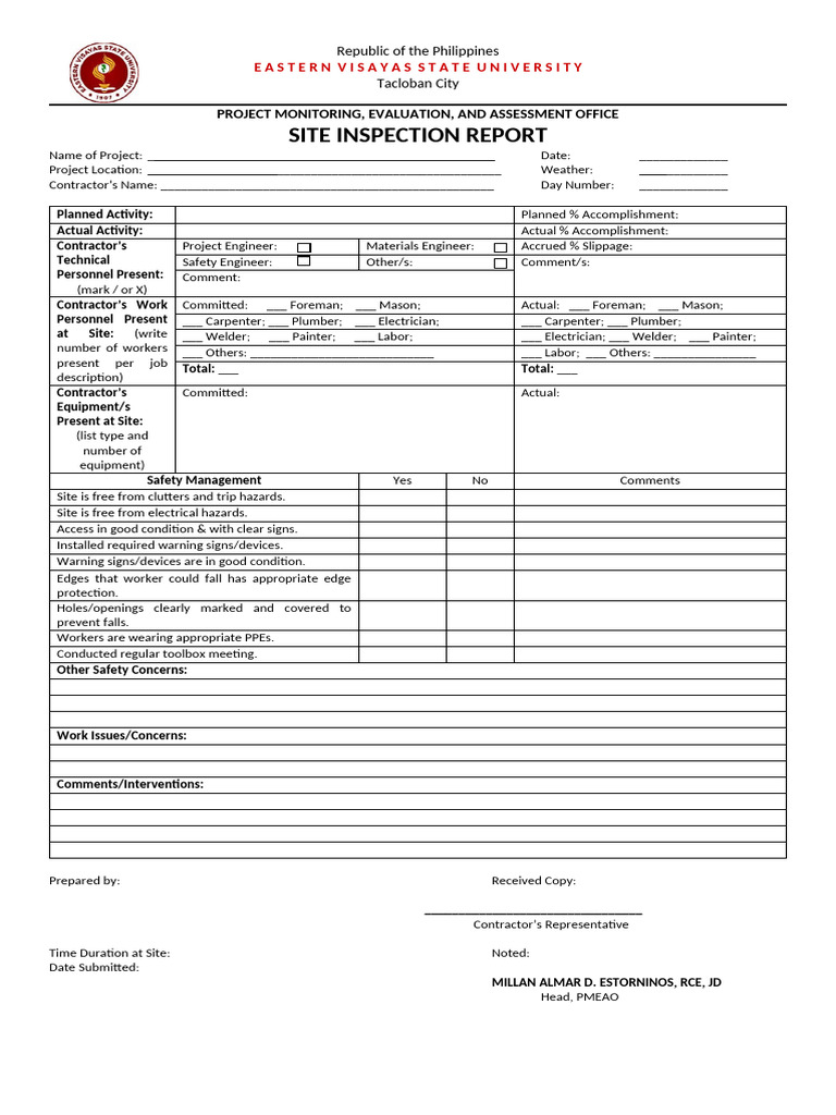 Site Inspection Report | PDF | Electrician | Safety