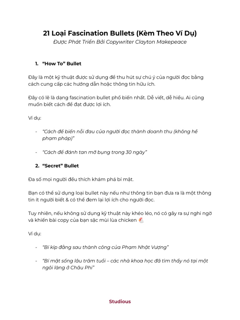 Fascination Bullets Copywriting | PDF