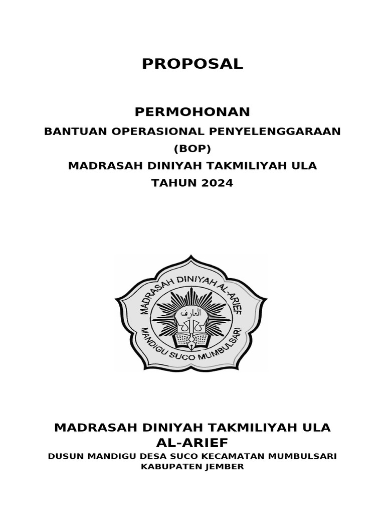 Proposal BOP 2024 Madin AL-ARIEF | PDF