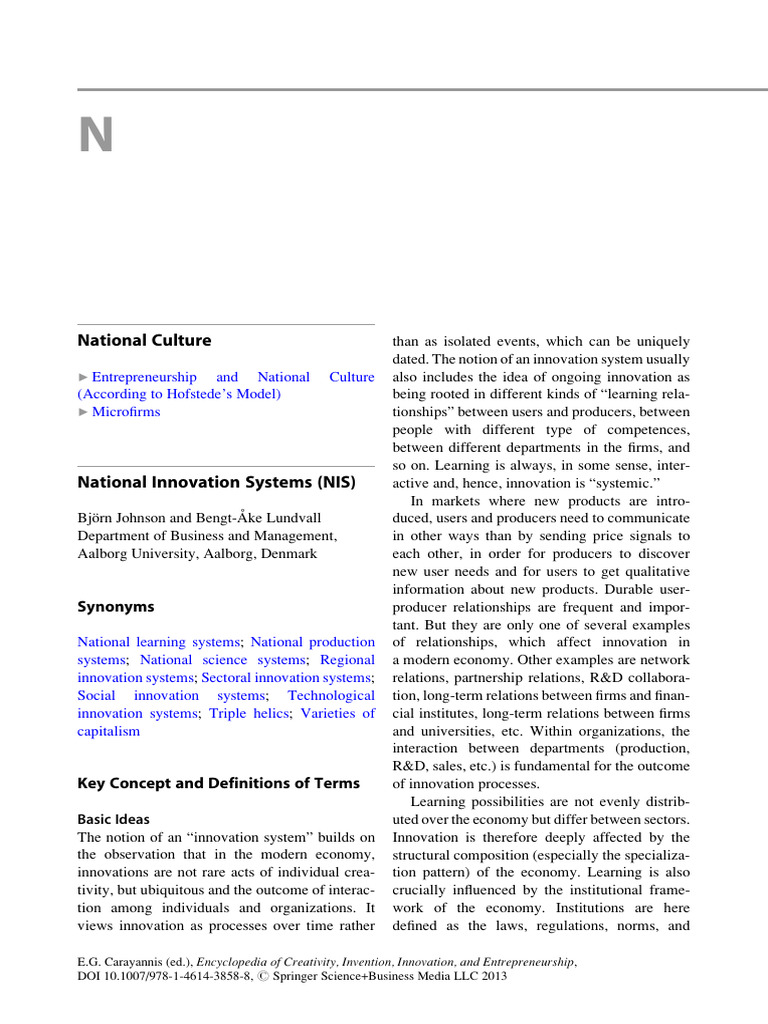 National Innovation Systems NIS | PDF