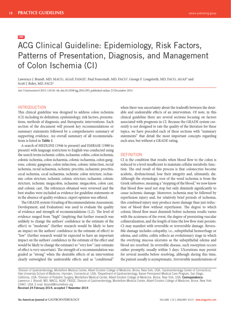 ACG Clinical Guideline Epidemiology, Risk.8 | PDF | Ischemia | Wellness
