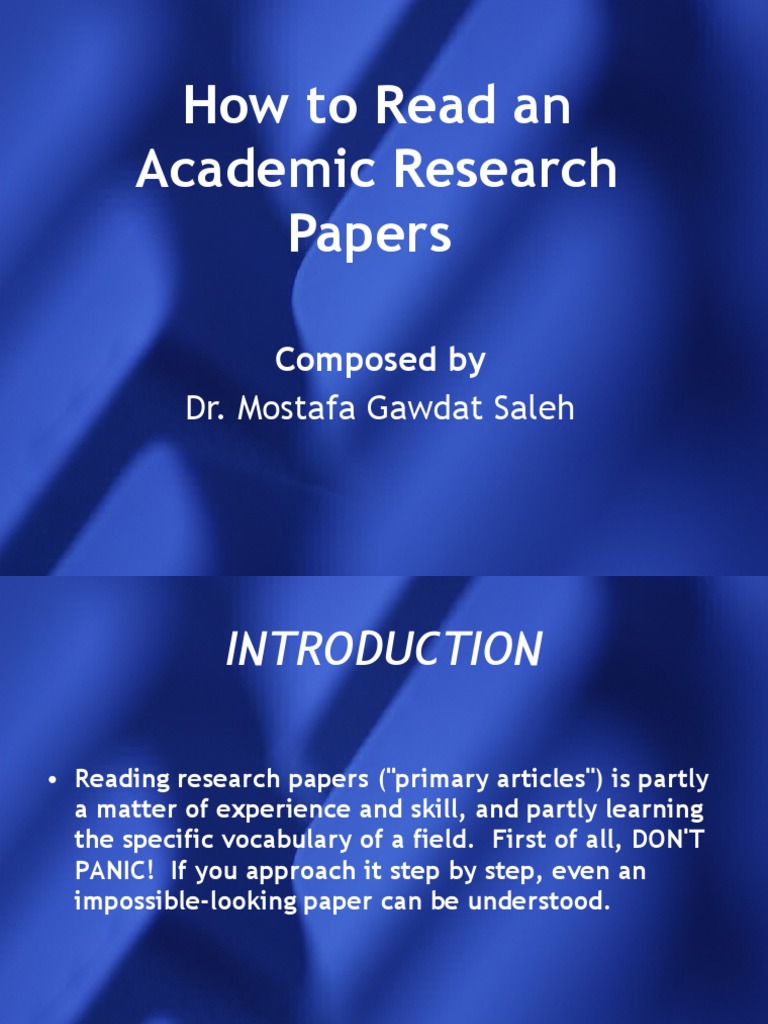 How To Read An Academic Research Papers | Download Free PDF ...