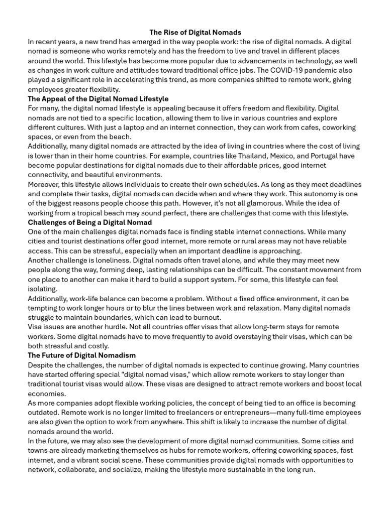 The Rise of Digital Nomads | PDF