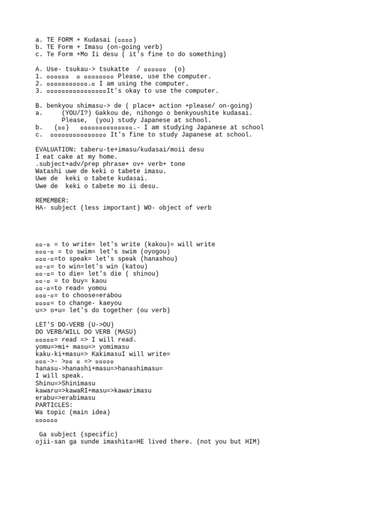 Nichi Verb-Conjugation | PDF