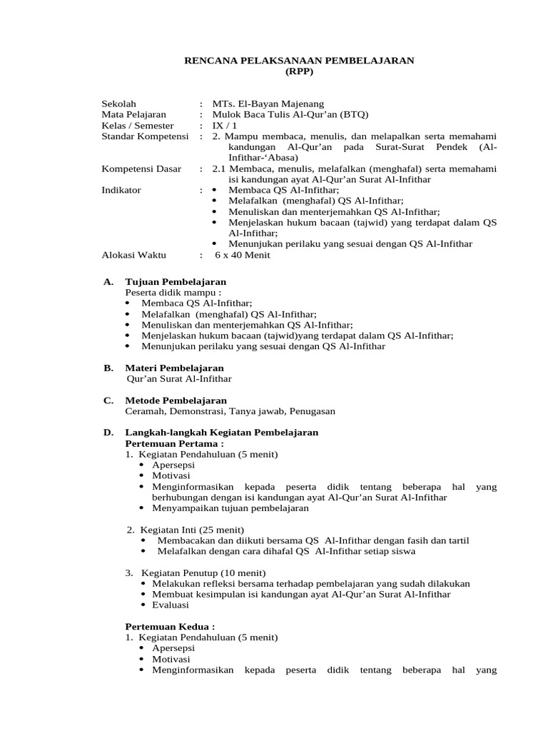 RPP Kelas 9 Semester 1-2 | PDF