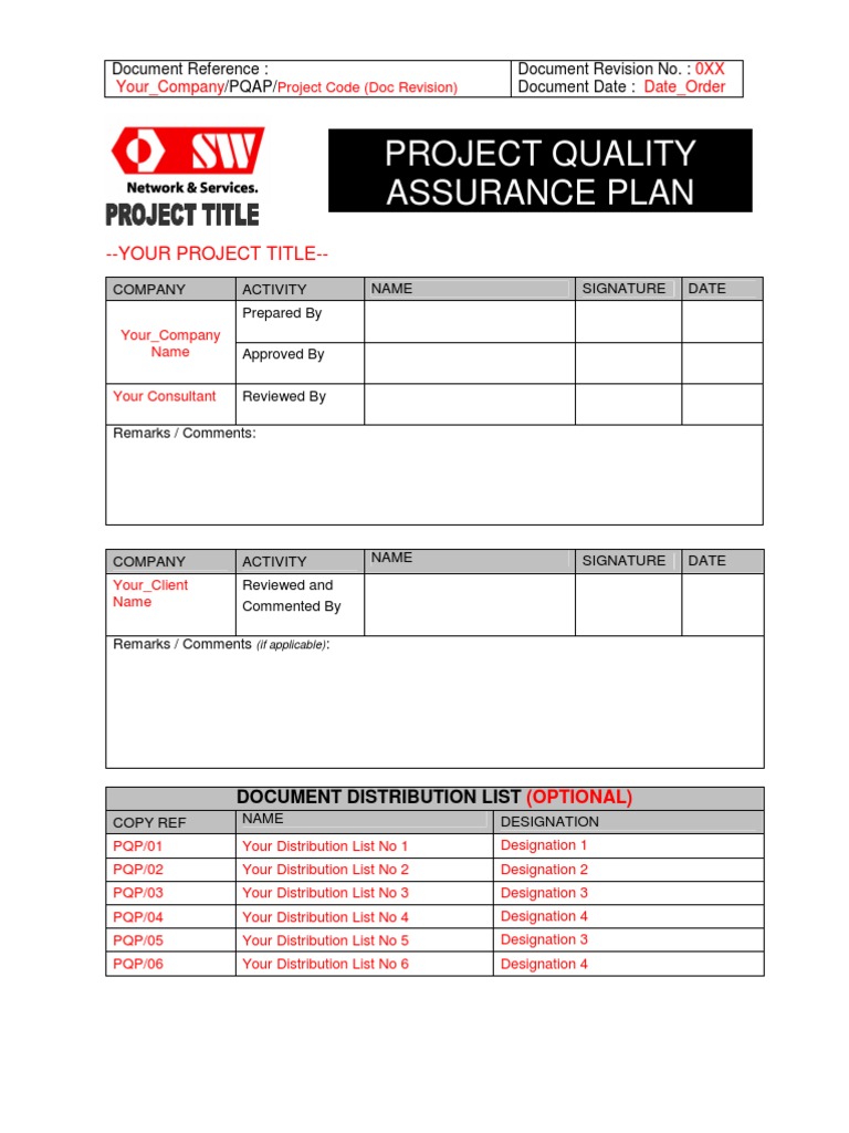Project Quality Assurance Plan - PQAP - FREE SAMPLE New | PDF