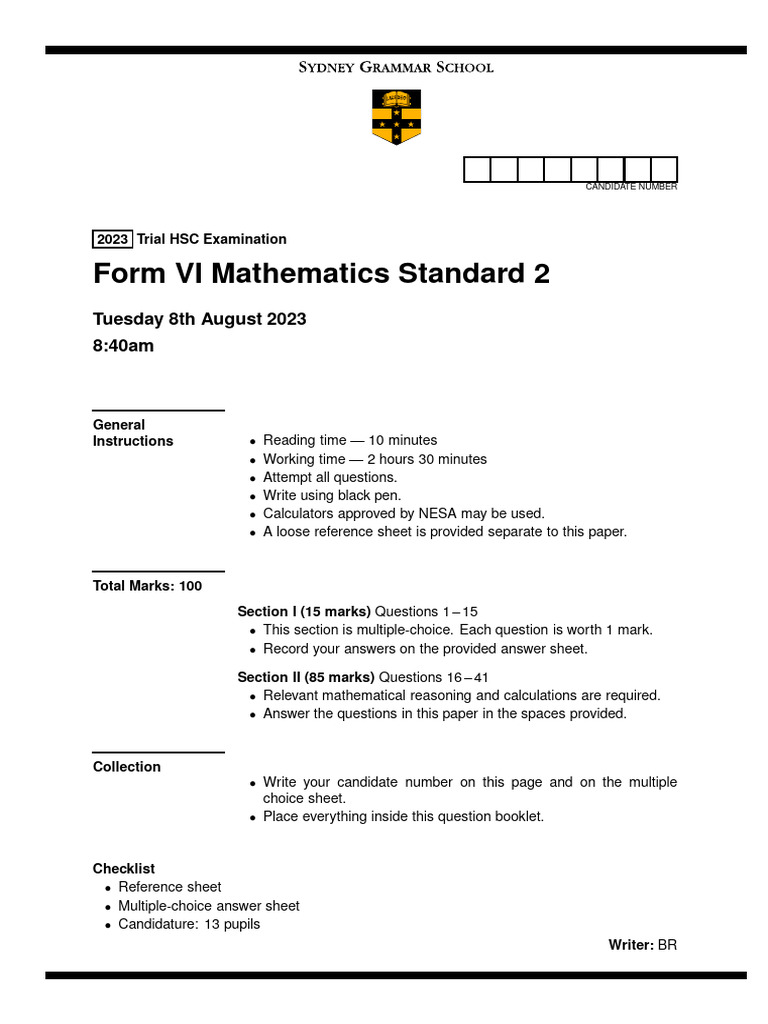 2023 SGS Standard 2 Trial Paper | PDF