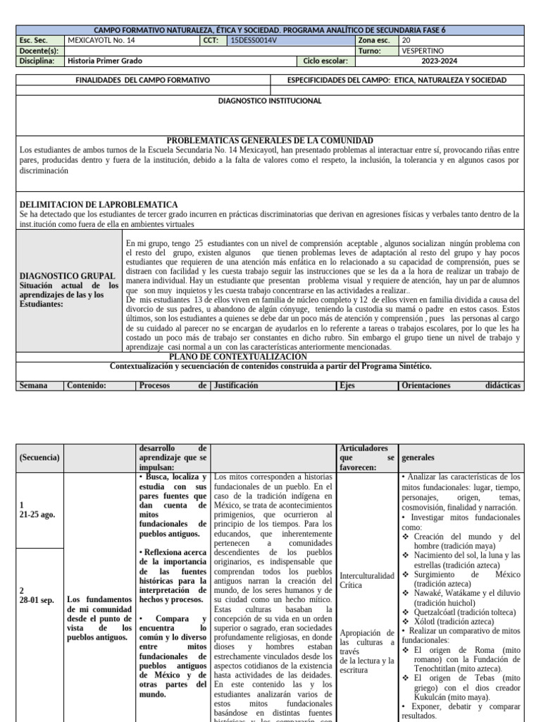Progma. Analít. Hist 1 | PDF