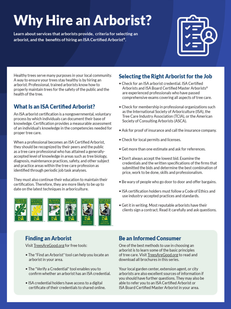 Treesaregood - Why Hire An Arborist | PDF