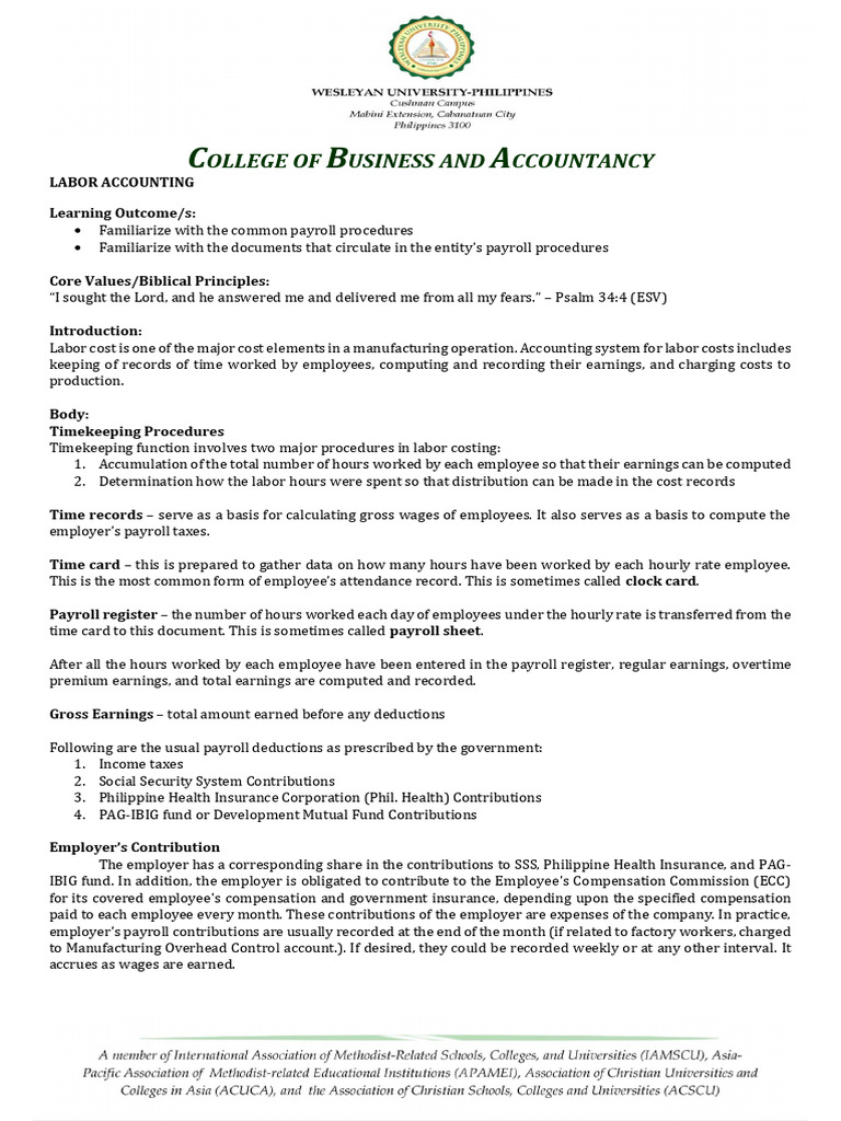 Module 5 - Labor Accounting | PDF