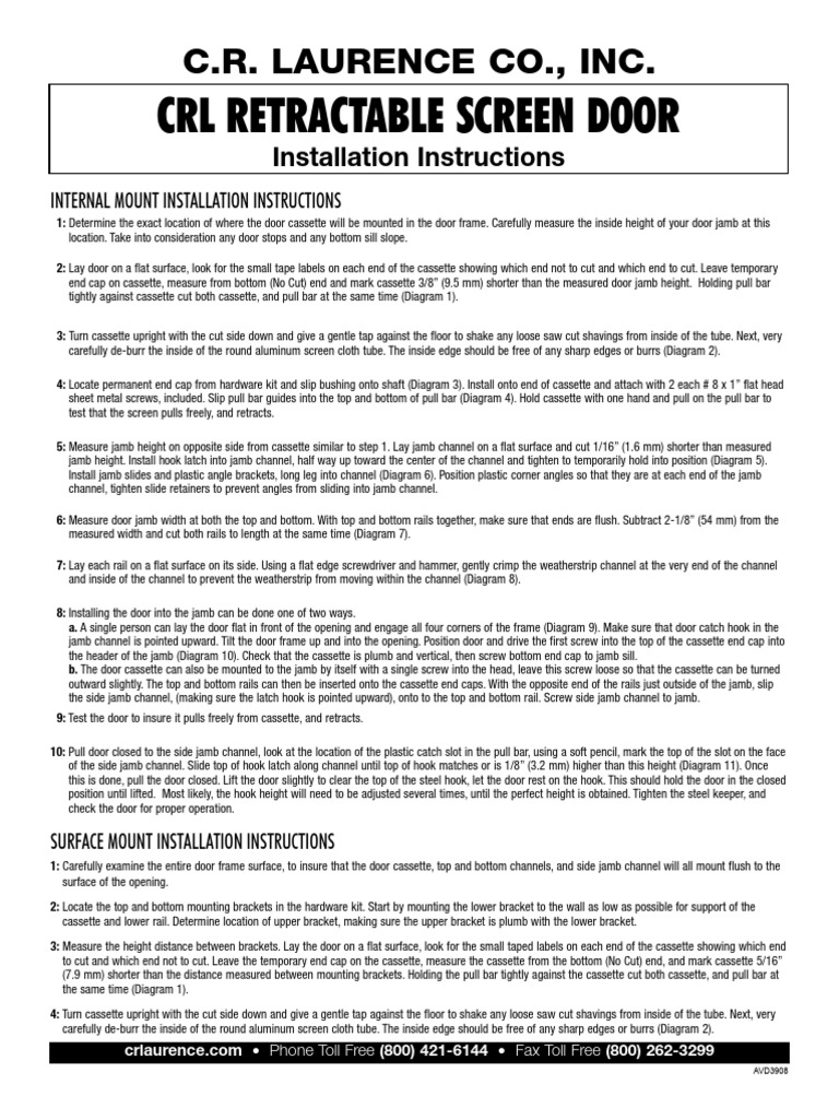 CRL-Retractable Door Screen | PDF