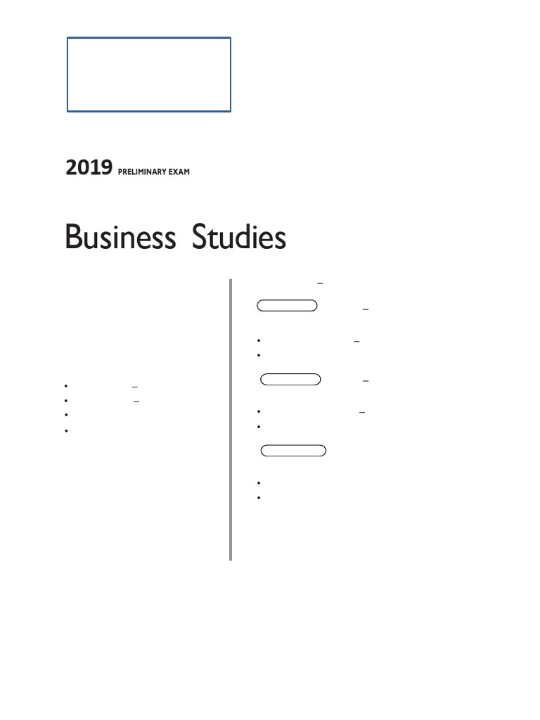 2019 Business Studies Preliminary Exam | PDF | Equity (Finance ...