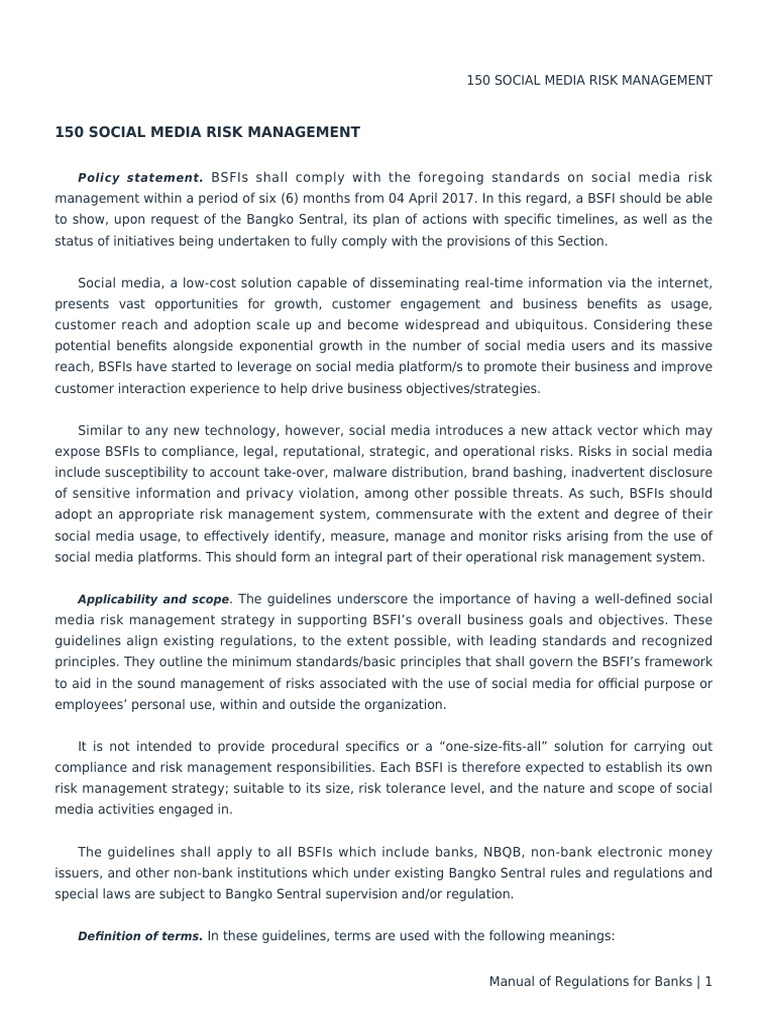 150 Social Media Risk Management | PDF | Social Media | Business