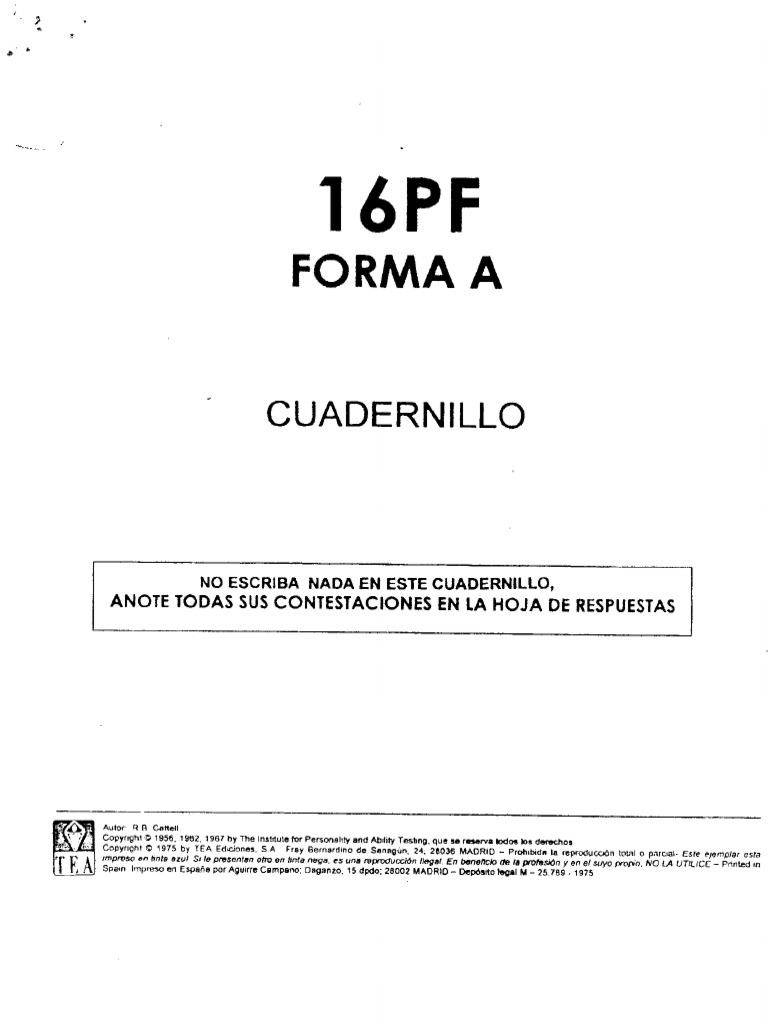 Cuadernillo-16-Pf - Forma A | PDF