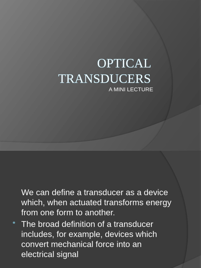 Optical Transducers: A Mini Lecture | PDF