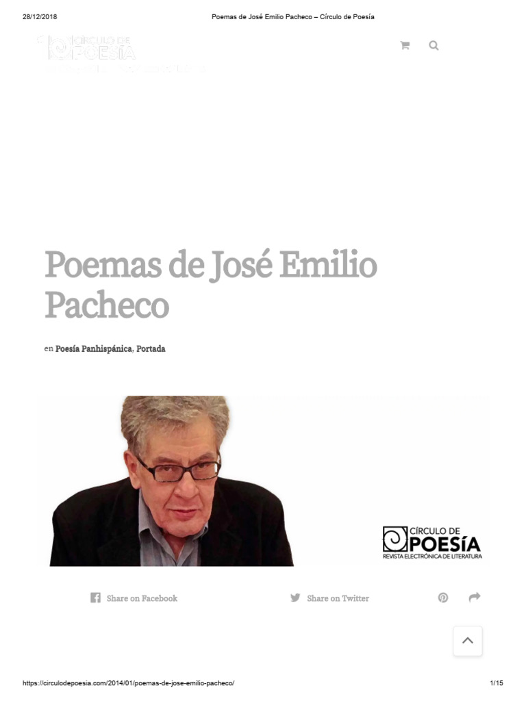Poemas de José Emilio Pacheco - Círculo de Poesía | PDF