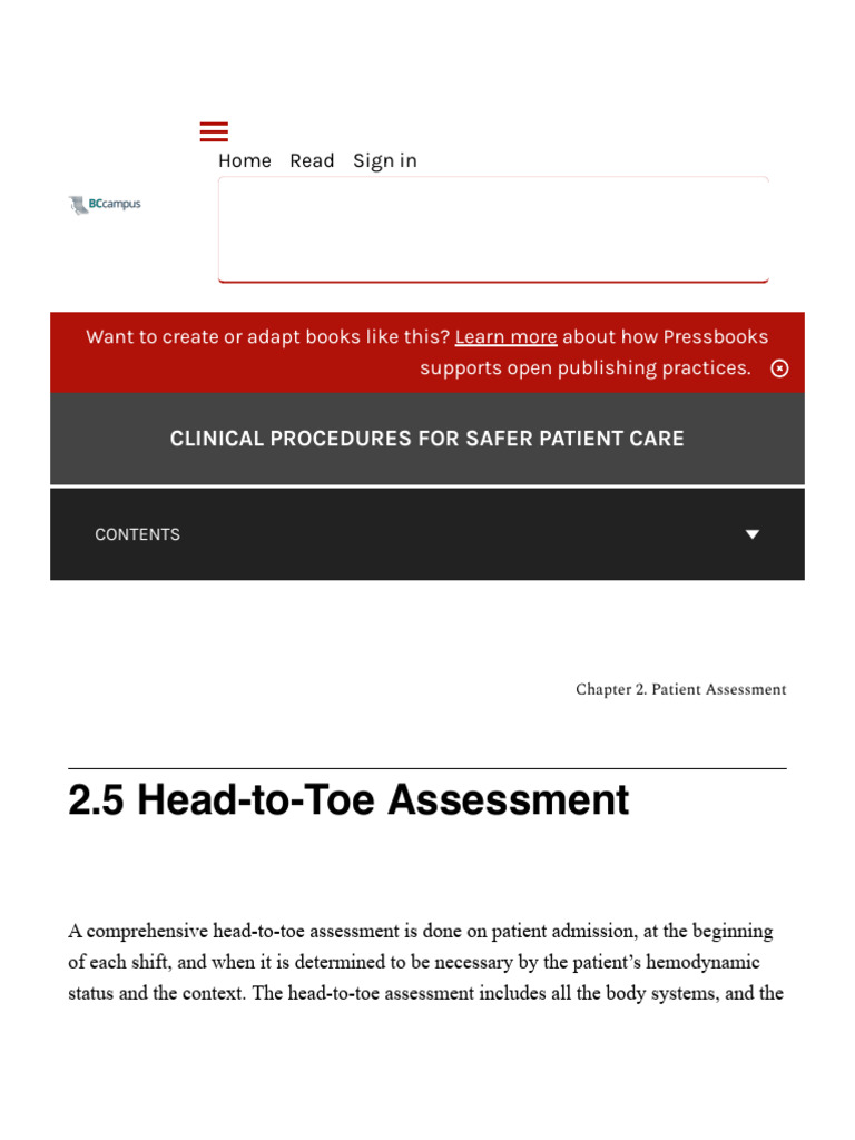 2.5 Head-to-Toe Assessment - Clinical Procedures For Safer Patient Care ...