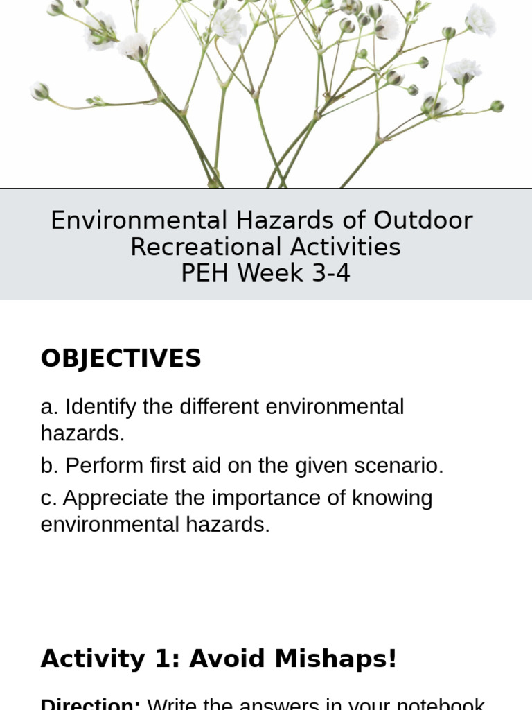Week 3-4 Environmental Hazards of Outdoor | PDF