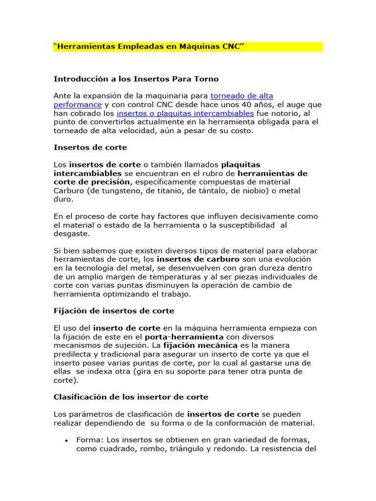 Apunte Insertos CNC-1 - 045759 | PDF