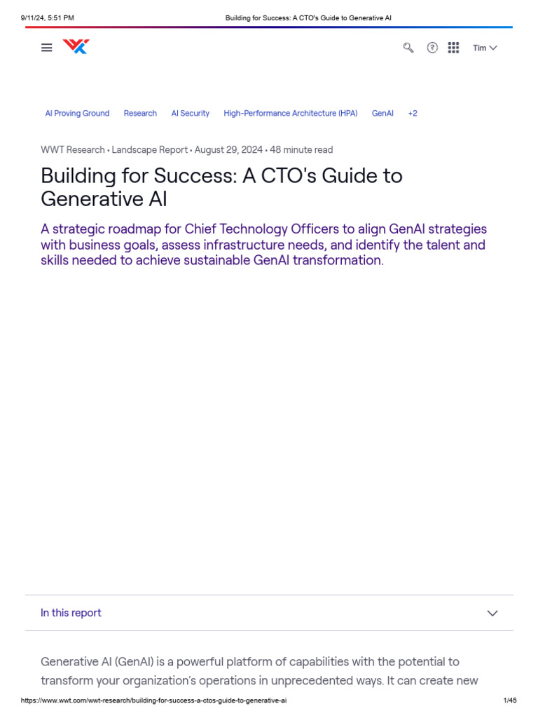 Building For Success - A CTO's Guide To Generative AI | PDF