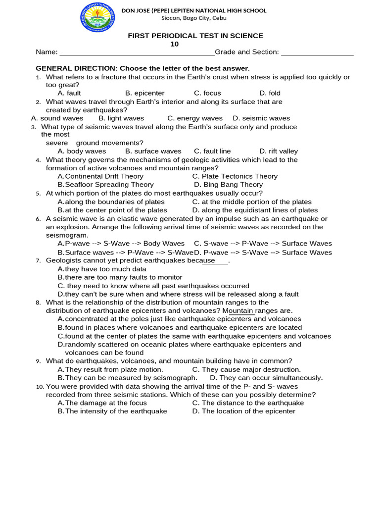 G10 Firstperiodicaltest Science | PDF