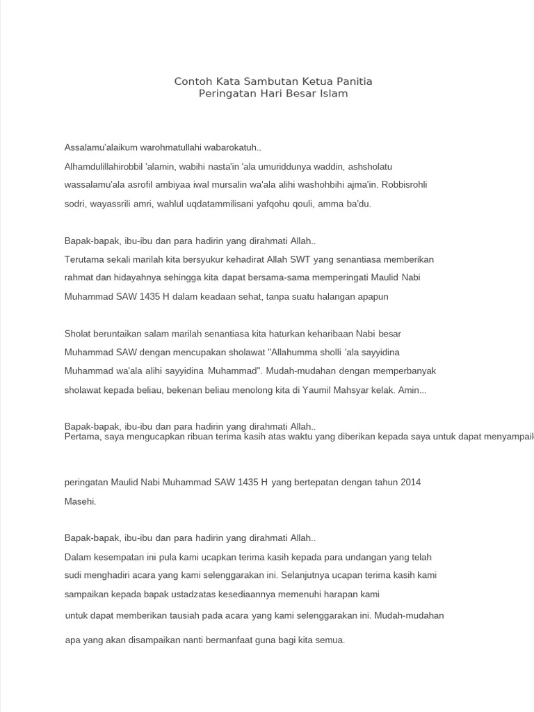PDF Contoh Kata Sambutan Ketua Panitia | PDF