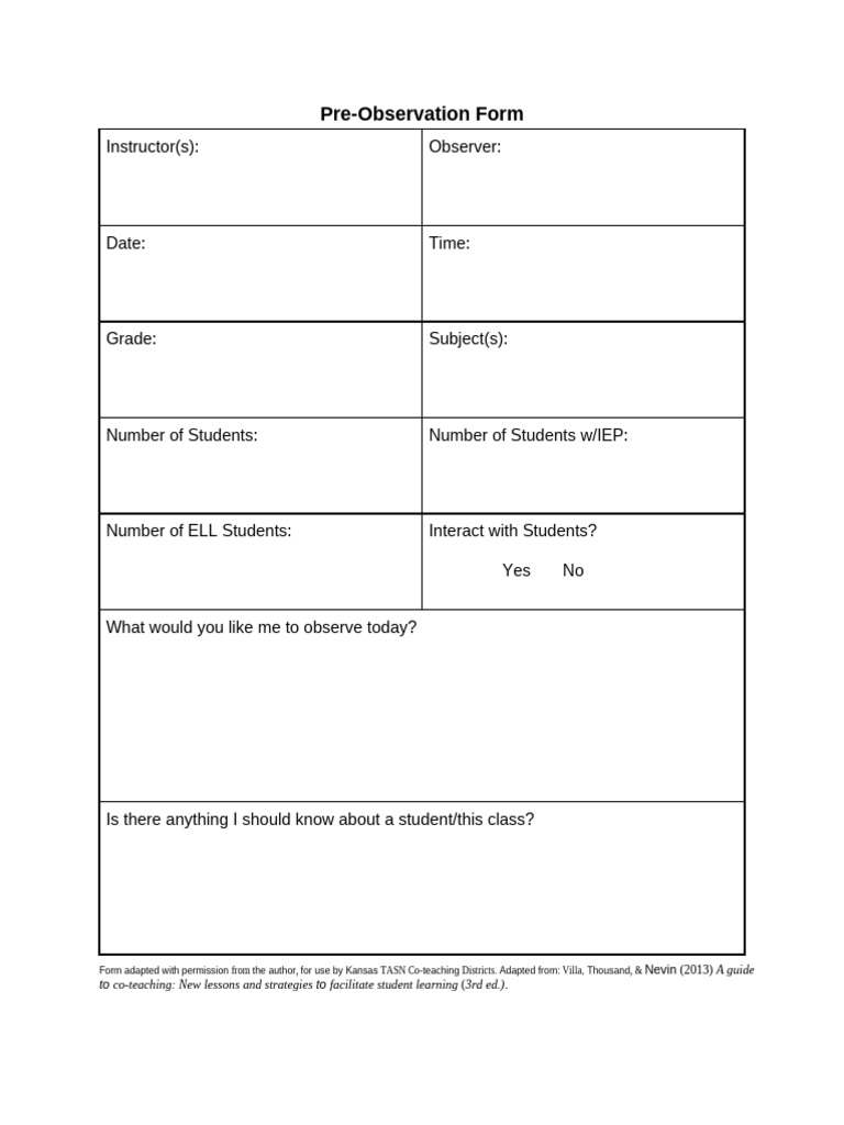 Observation Form | PDF
