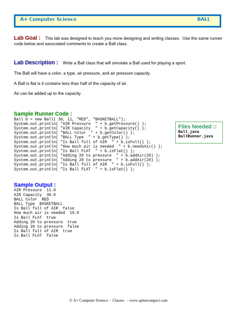 Ball Lab Java Aplus | PDF