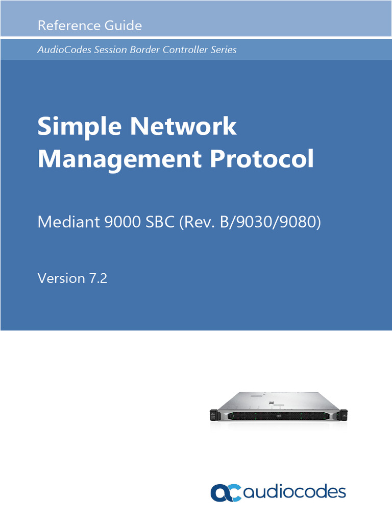 Mediant 9000 SBC Series SNMP Reference Guide Ver 72 | PDF