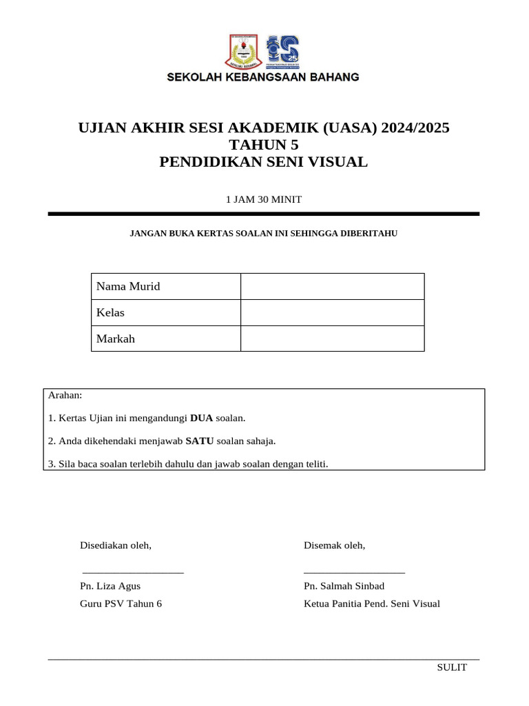 Uasa PSV Tahun 5 | PDF