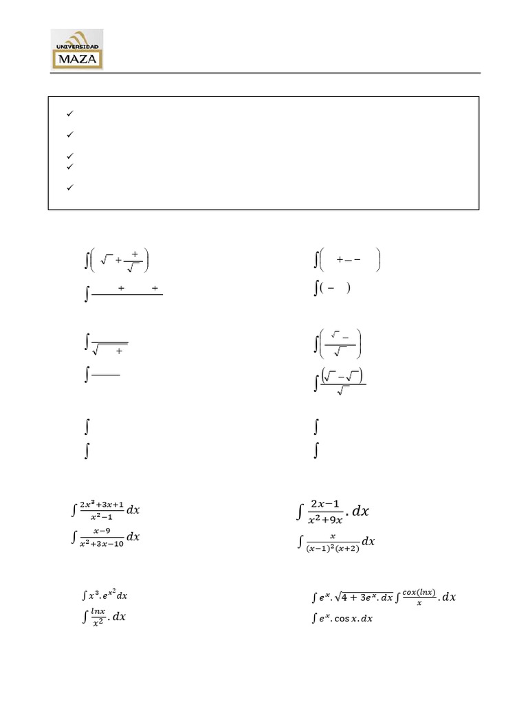 TP 5 Integrales Indef | PDF
