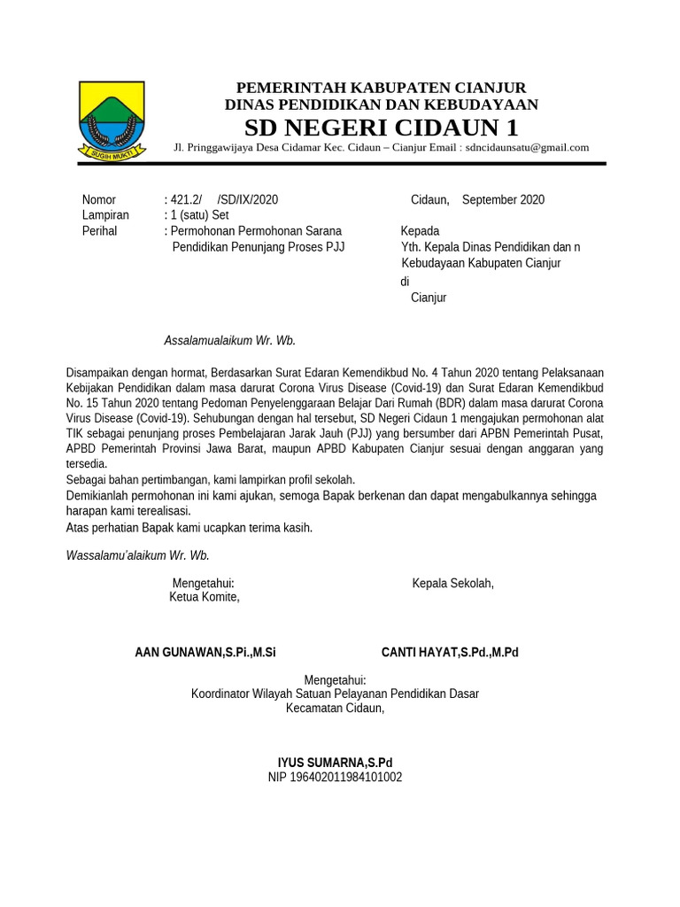 PROPOSAL PERMOHONAN BANTUAN TIK SDN CIDAUN I Edit | PDF