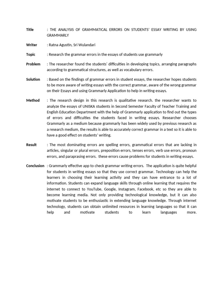 Review of Grammatical Errors | PDF