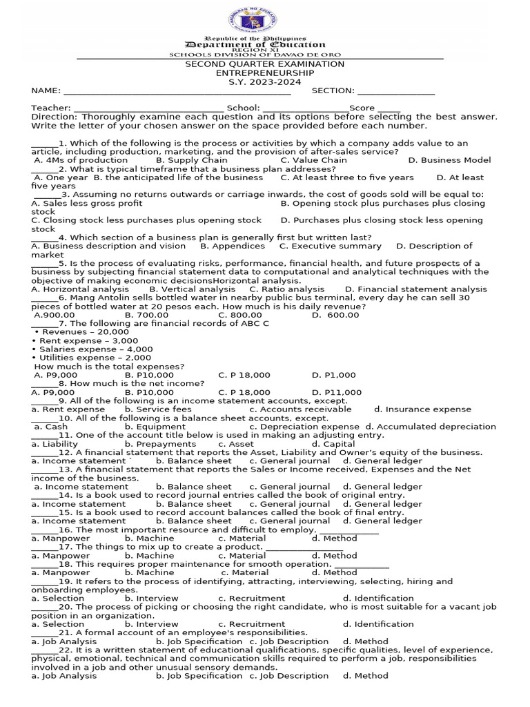 Entrep 2nd Quarter | PDF