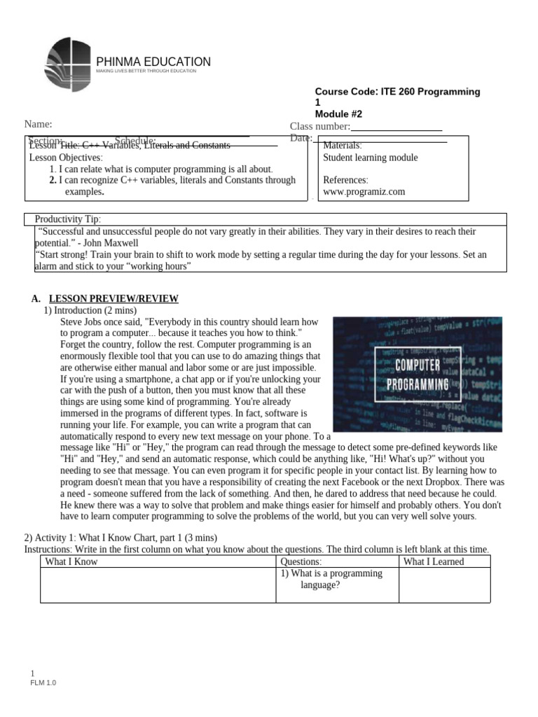 ITE 260 Student - S Guide Day 2 | PDF