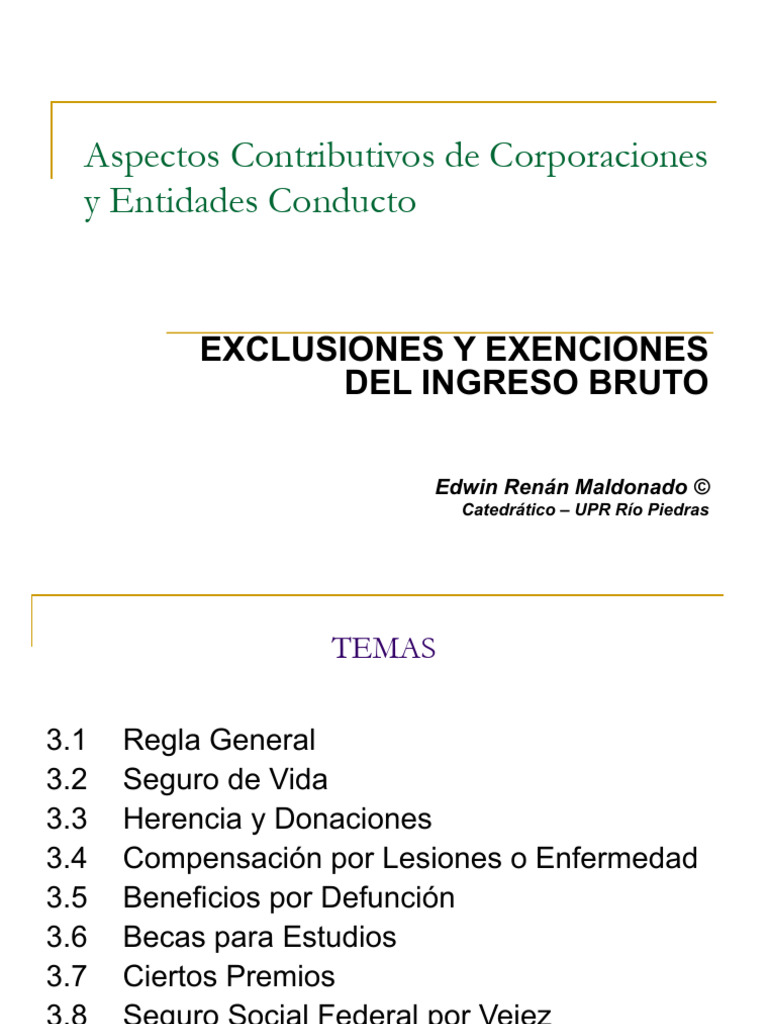 Exclusiones y Exenciones Contributivas | PDF | Alivio de la deuda | Pensión
