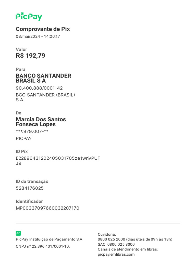 Comprovante Picpay PIX 03052024140640$ | PDF
