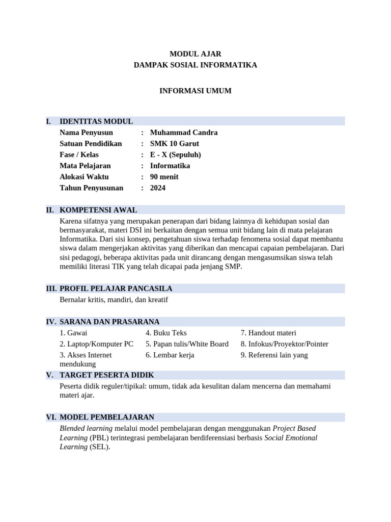 Modul Ajar Informatika Muhammad Candra | PDF