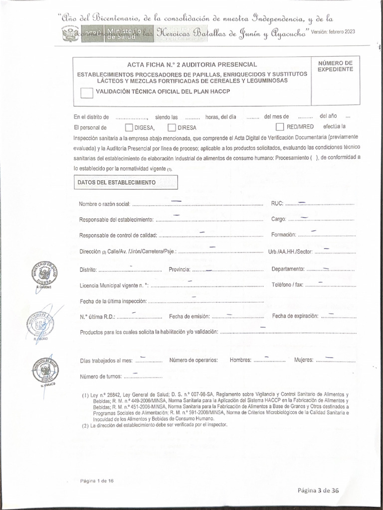 RM Actas de Inspeccion de Digesa | PDF