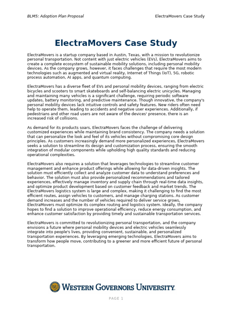 Electra Movers Case Study | PDF