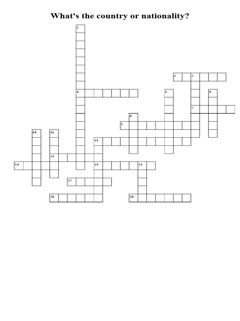 Crossword - Countries and Nationalities | PDF