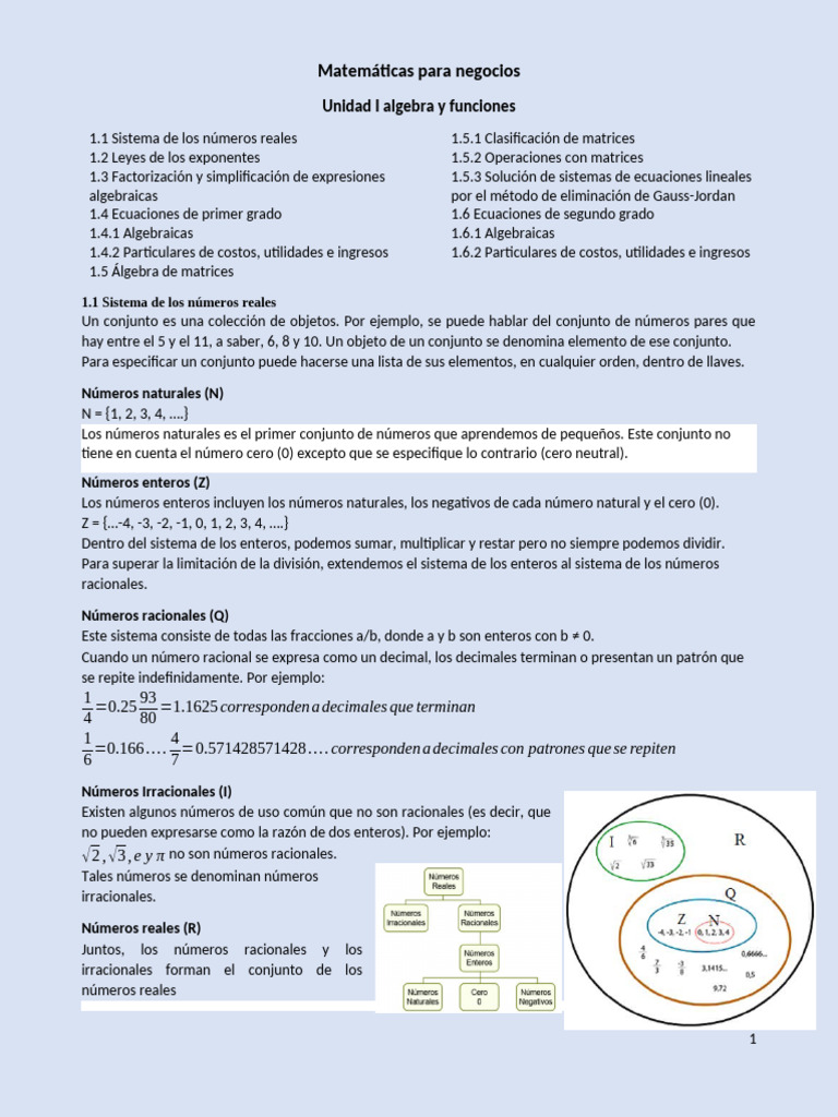 Unidad I Algebra y Matrices | PDF