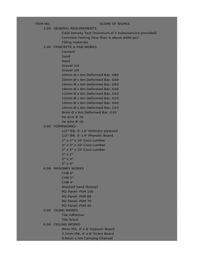Gencon Material Pricelist | PDF