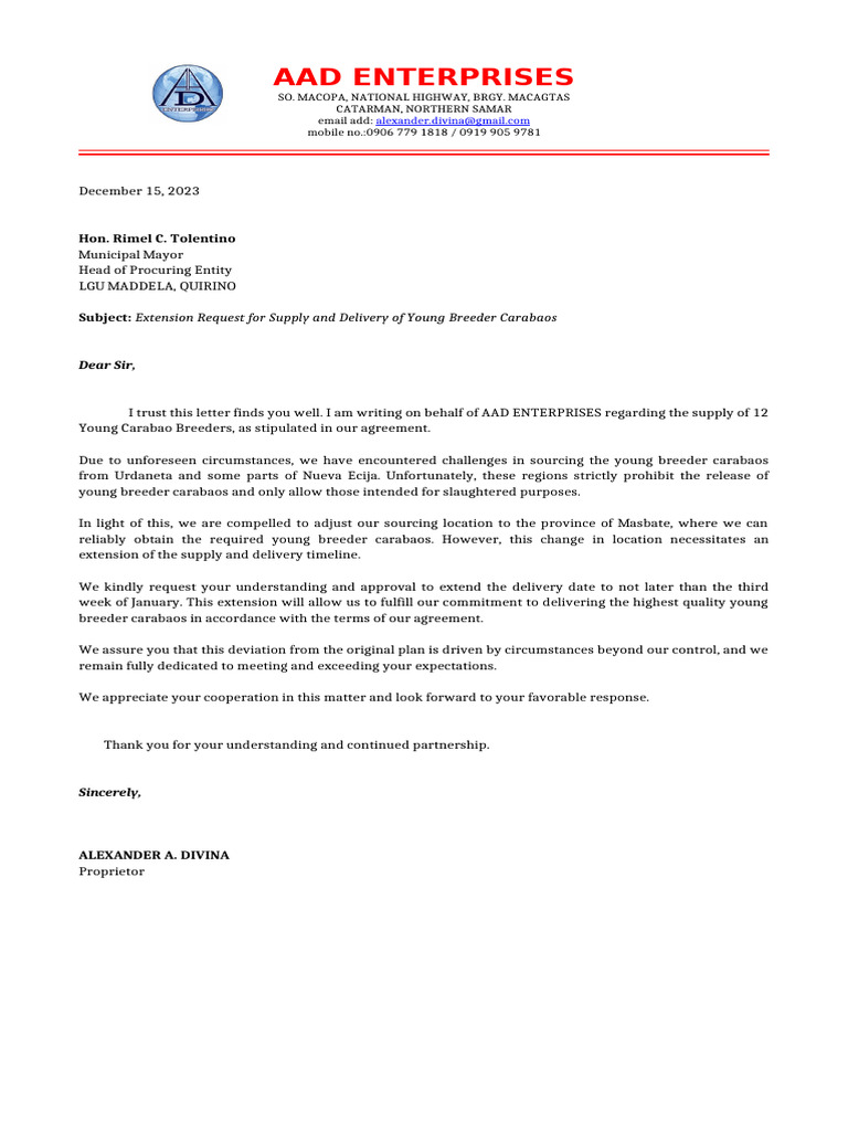 Extension Request Letter | PDF