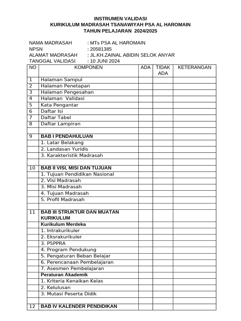2 Instrumen Validas1 KSP | PDF