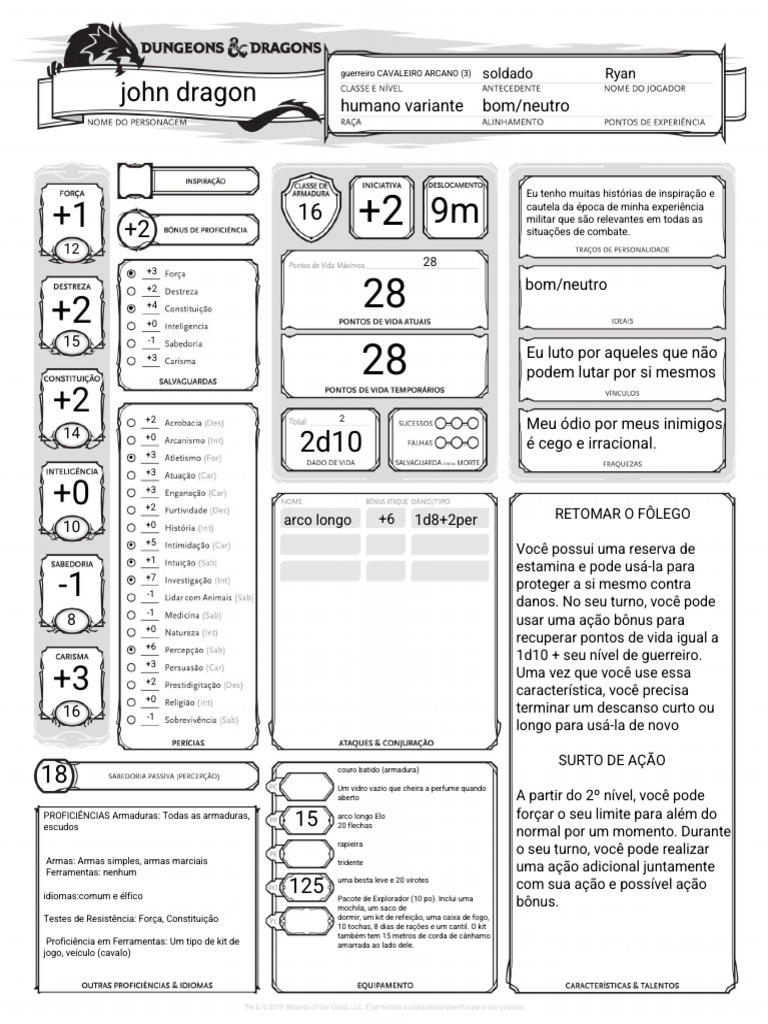 Ficha Oficial John Dragon-1 | PDF