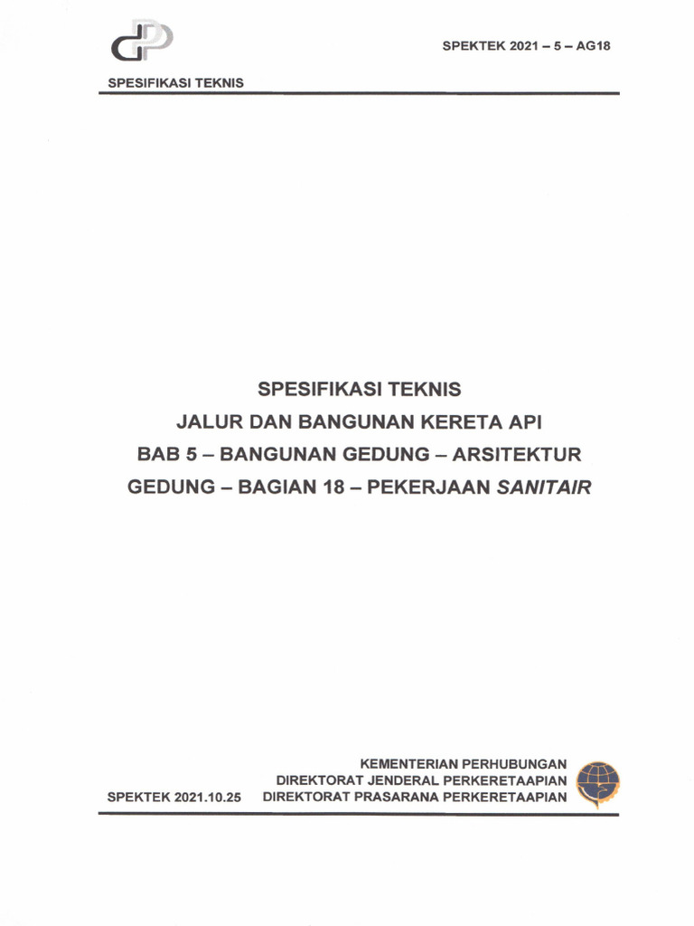 Spektek 2021 - 5 - Ag18 - Pekerjaan Sanitair | PDF